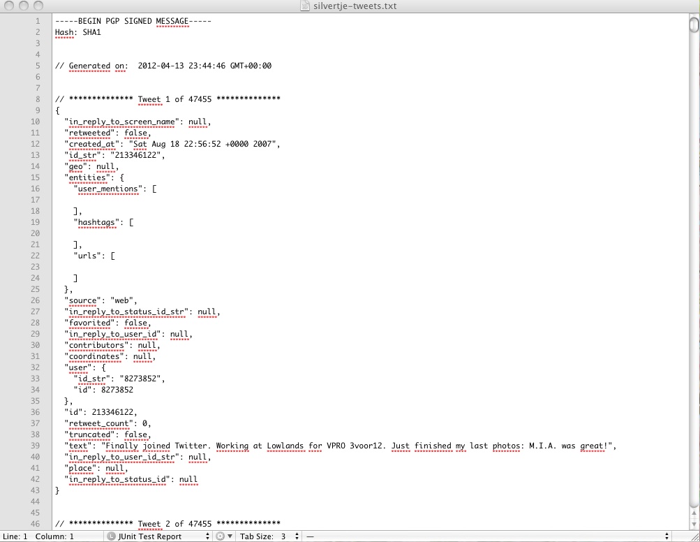Twitter data available in CSV and JSON with a nice HTML view – Anne Helmond